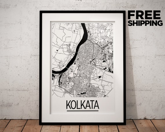 Kolkata Map Poster india Map Print Art Deco Series by iLikeMaps