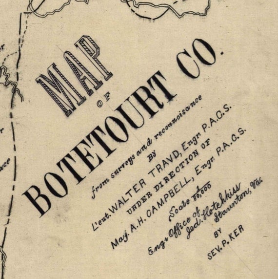 Botetourt & Roanoke Counties Virginia 1865 1885 Wall