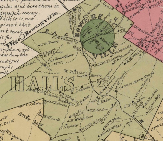 Hart County Georgia 1889 Wall Map With Homeowner by Oldmap