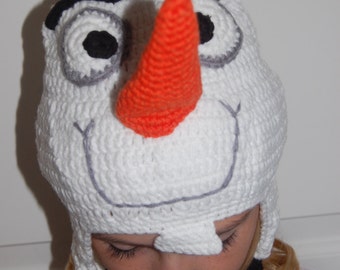 Ages 2 - 4, Crocheted Olaf inspired Hat with Braids, Frozen, Halloween ...
