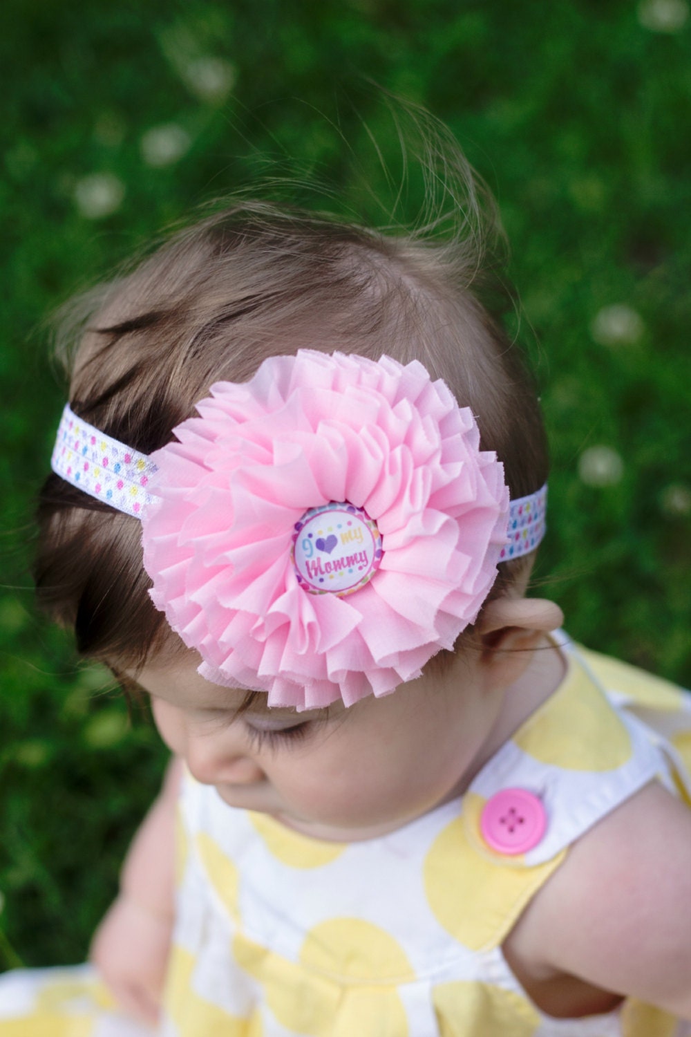 Mothers Day Headband, I Love My Mommy, Pink Flower Headband, Newborn ...