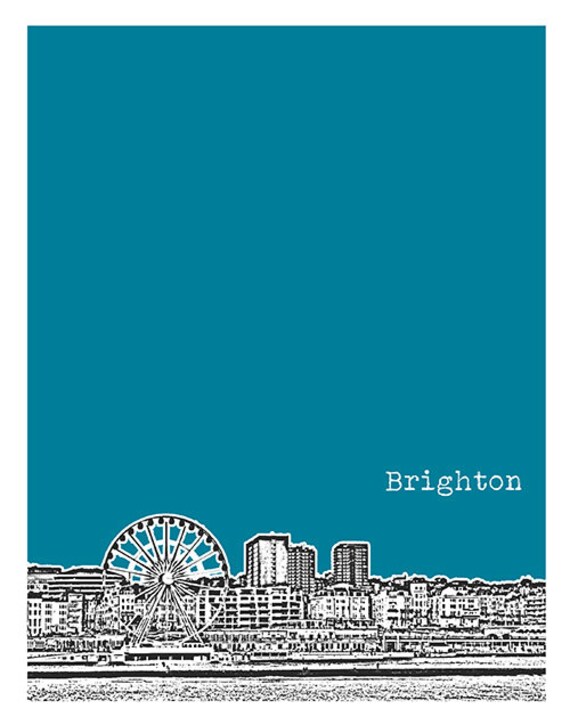 Brighton England Poster Art Print Britain by AnInspiredImage