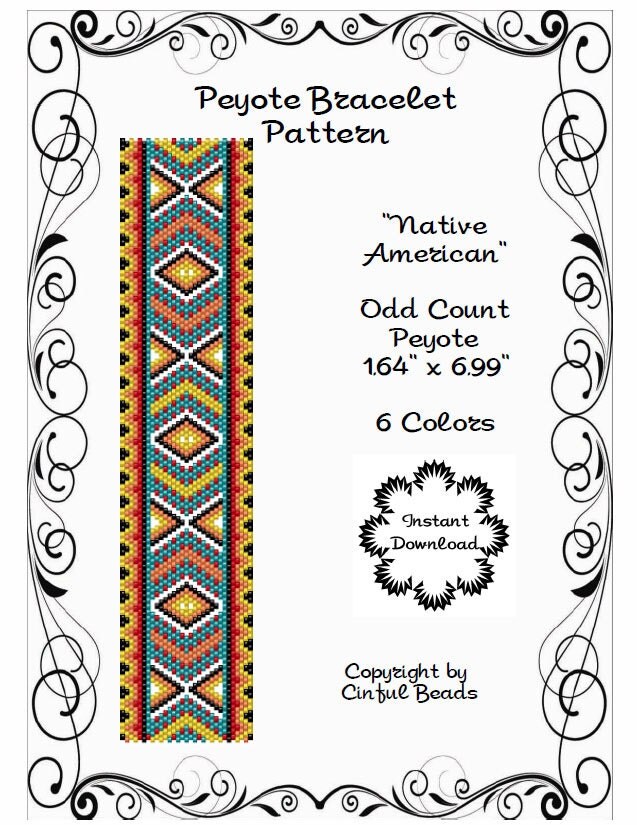 Native American Peyote Bracelet Pattern Turquoise Red