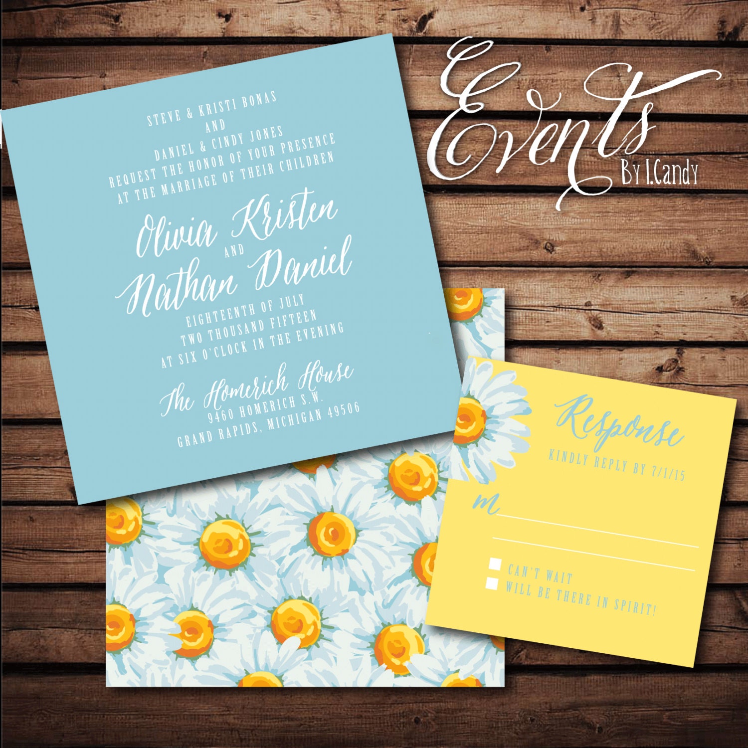 WEDDING INVITATION SAMPLE – daisies – OnePaperHeart – Stationary ...