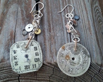Clock face earrings | Etsy