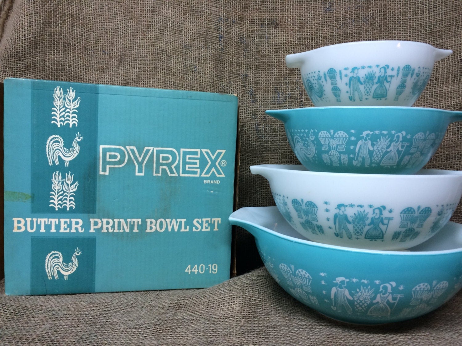 FULL SET Vintage Pyrex Amish Butterprint Nesting Bowl Set with