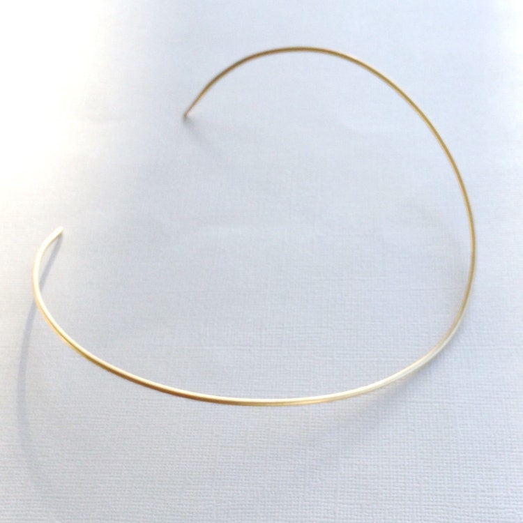 Gold Neck Cuff Simple Brass Wire Choker Minimal by marigoldmary