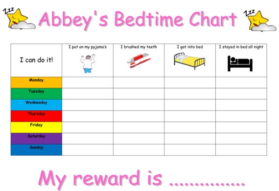 Printable Bedtime Routine Chart. Personalised by ChartsforKids