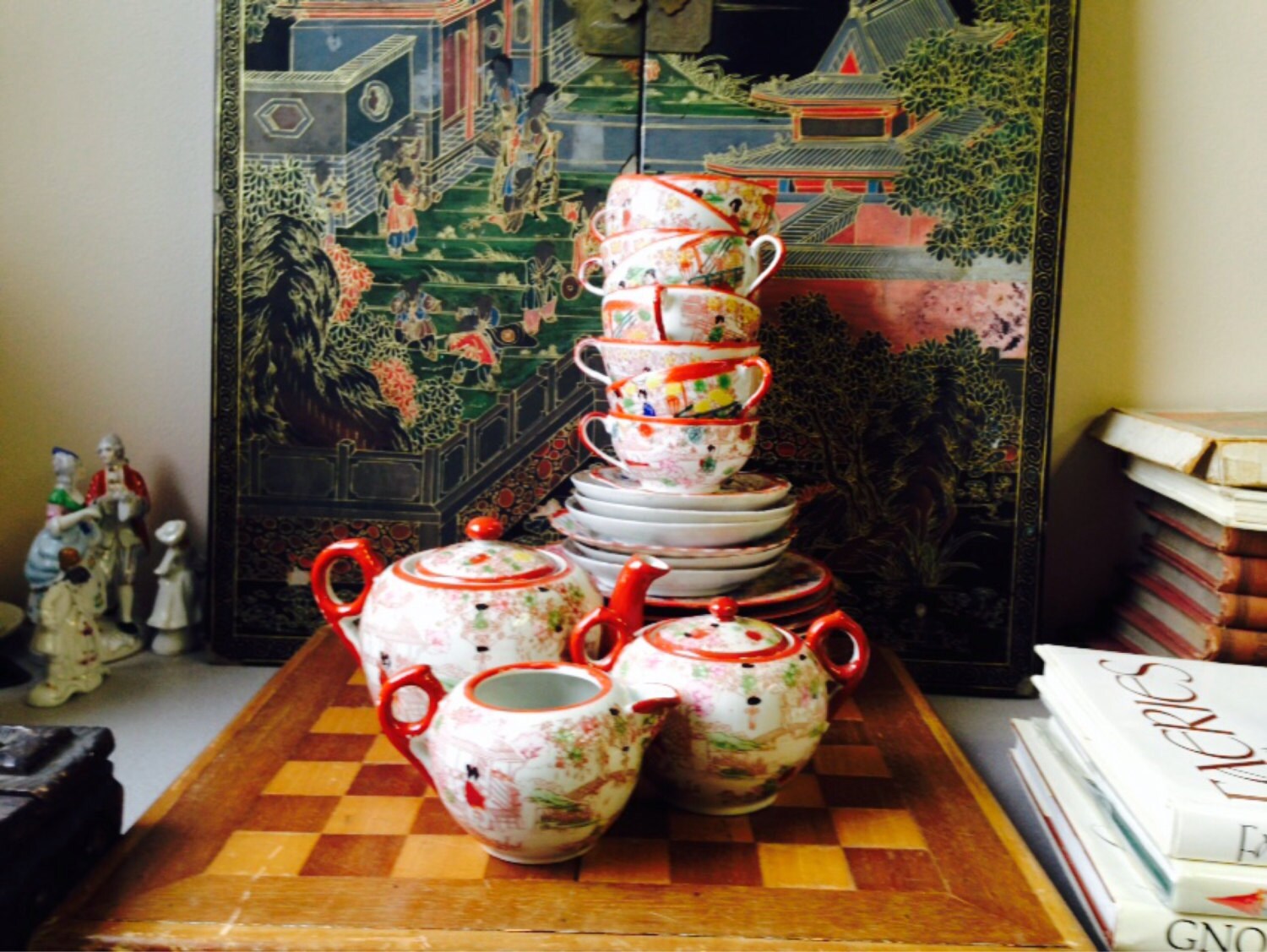 Vintage Kutani Porcelain Tea Set Service for 7 by HouseofMadcap