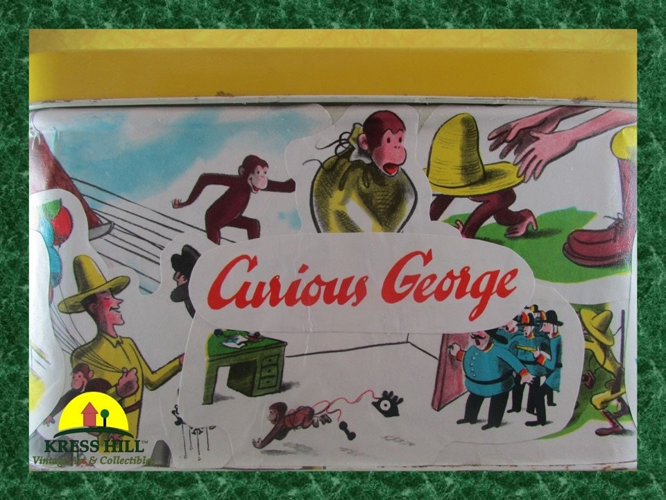Curious George Collaged Metal Toy Box, Hand Made, 1970’s, One Of A Kind ...