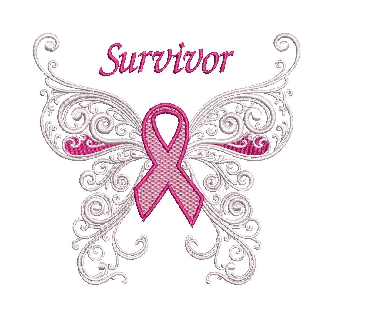 Survivor Breast Cancer Butterfly with Wings Machine Filled