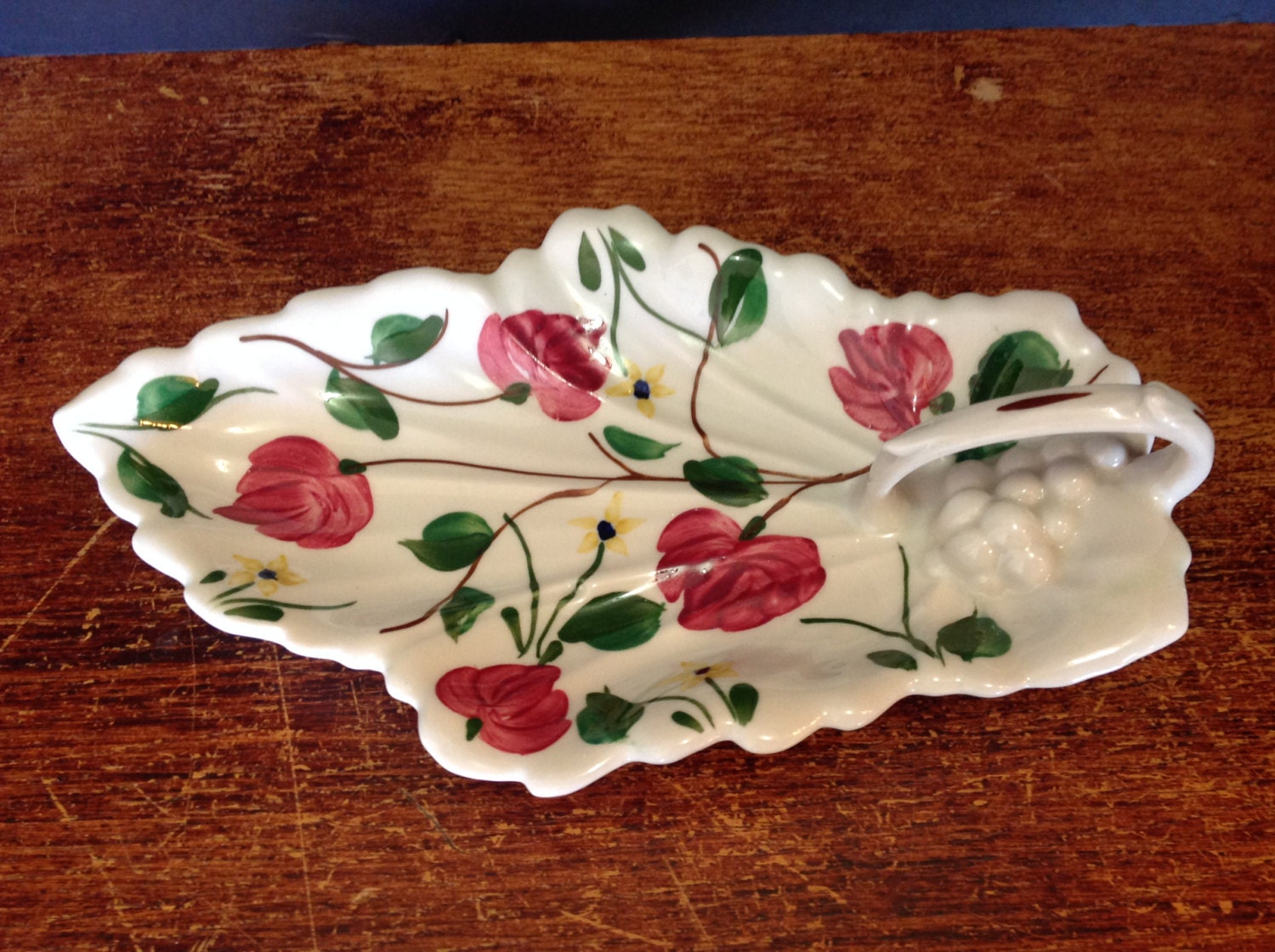 Vintage 1940s Blue Ridge Pottery Calico Celery Leaf Plate Hand Painted ...