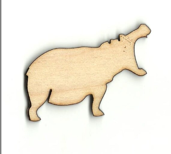 Hippo Laser Cut Out Unfinished Wood Shape Craft Supply HIP3