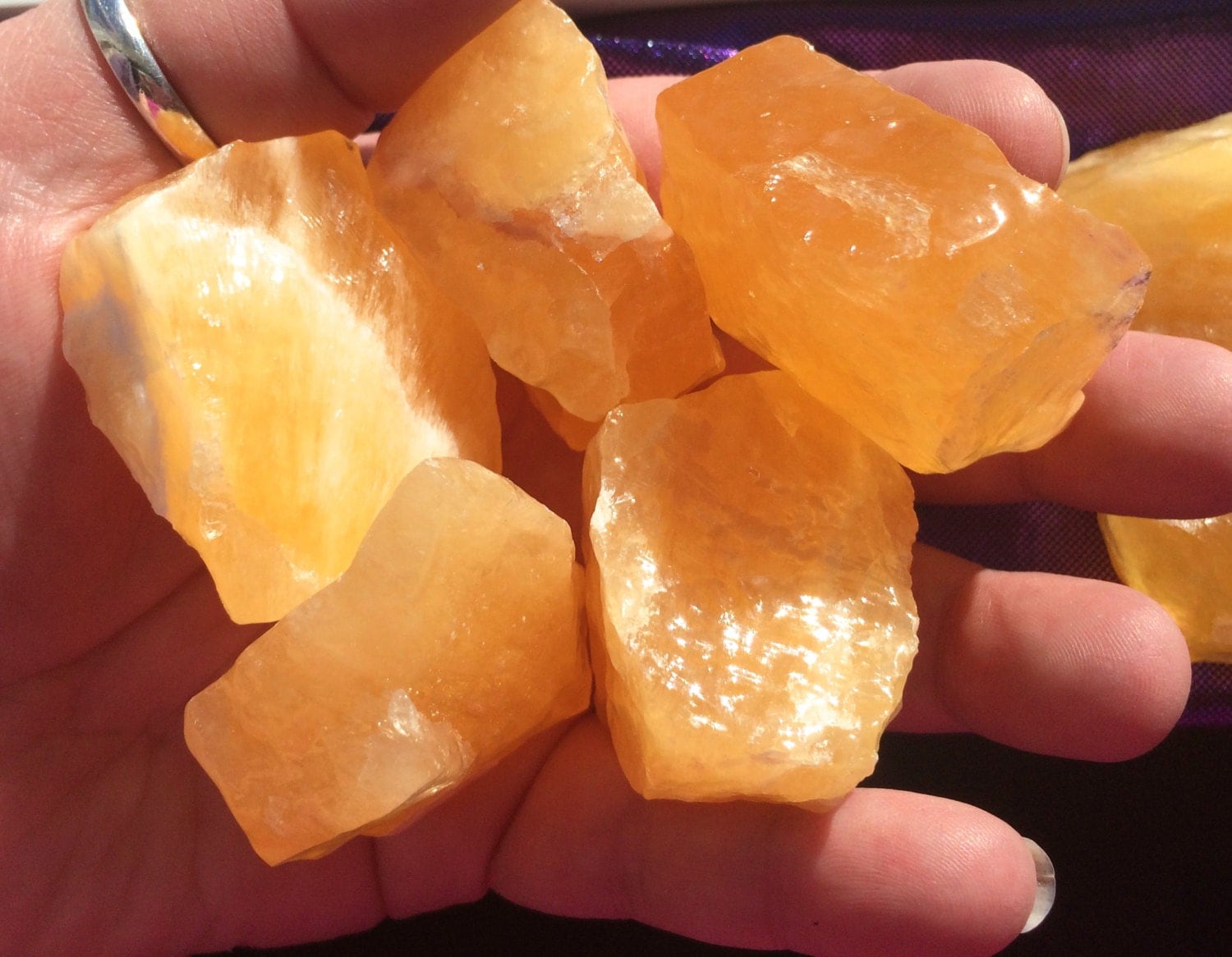 Orange Calcite Natural Rough Pieces Crystal Grid by ZenwithGems
