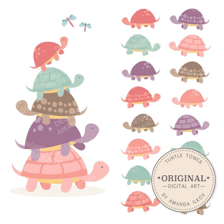 Premium Girls Turtle Tower Clip Art & Vectors Pink Turtles