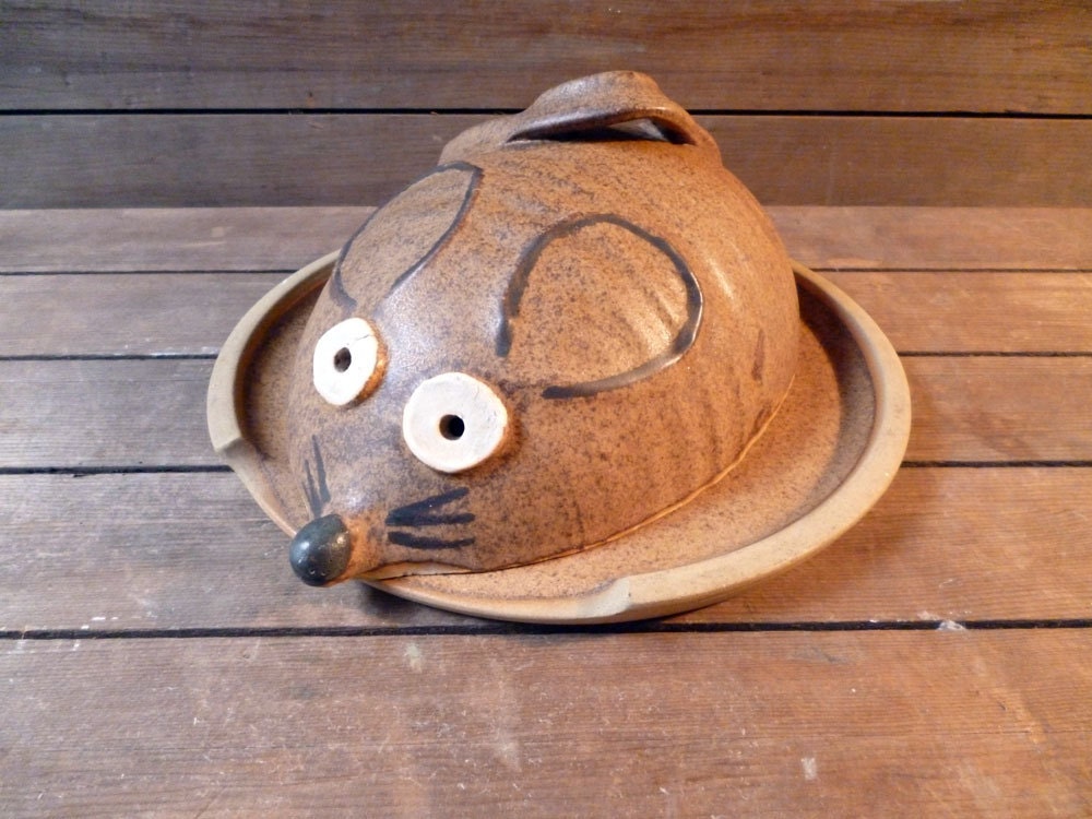 Cheese Plate, Covered Cheese Platter, Mouse Cheese Dish, Ceramic Cheese ...