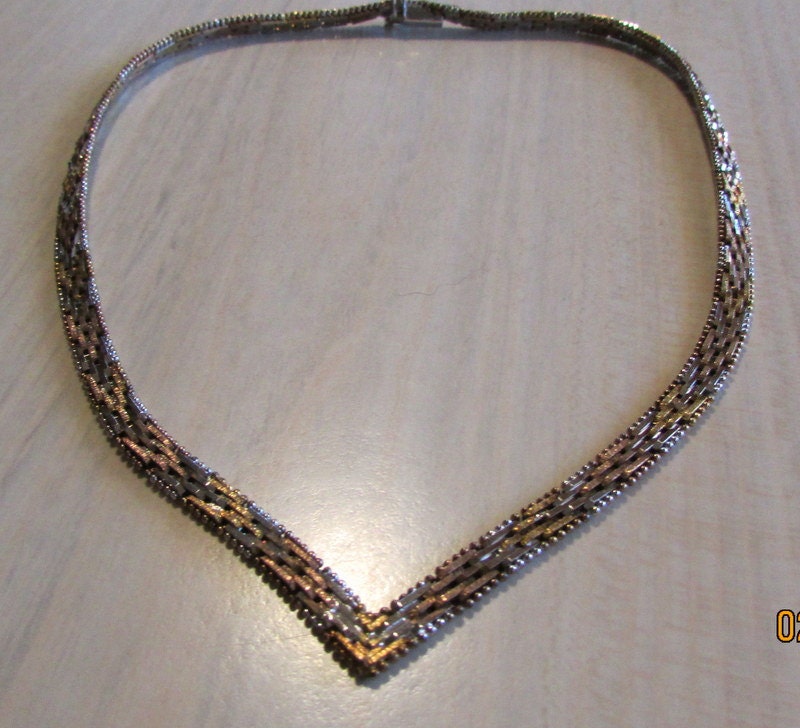 Tri Color Woven Sterling Silver Necklace From the 1980’s – Haute Juice