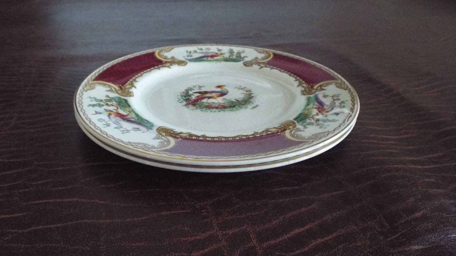 2 Staffordshire Myott China England CHELSEA BIRD Pattern in Red #2380 8 ...