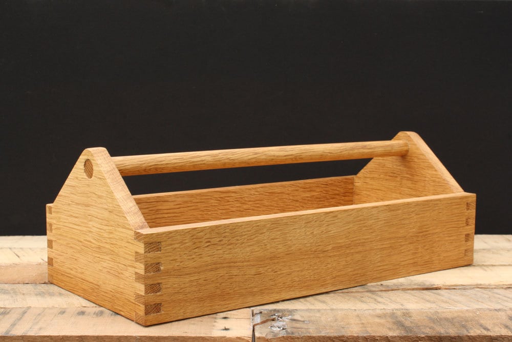 solid oak toolbox finger joint box oak box wood tool box
