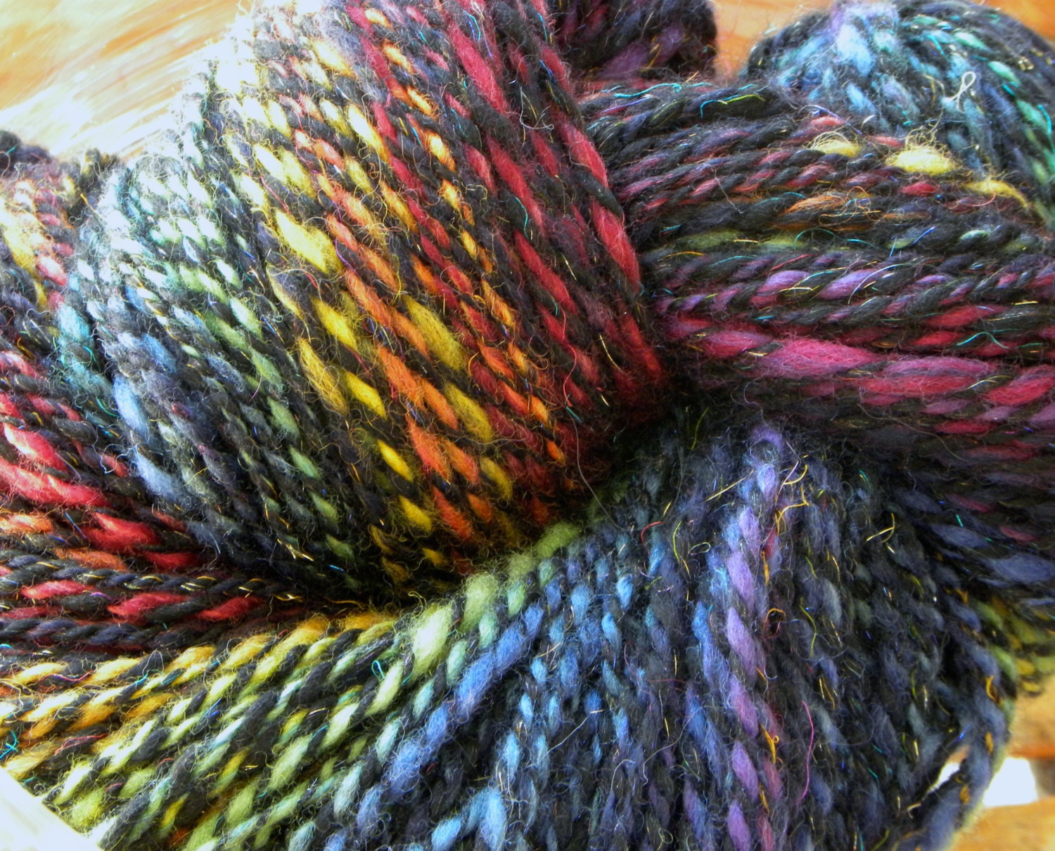 Yarn Black Magic Handspun Yarn Rainbow by ToiStudioFiberArts