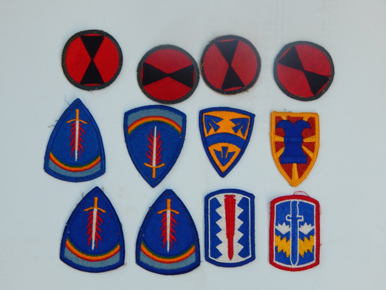 Vintage Lot of Sew On Patches Military Patches Flaming Sword Rainbow ...