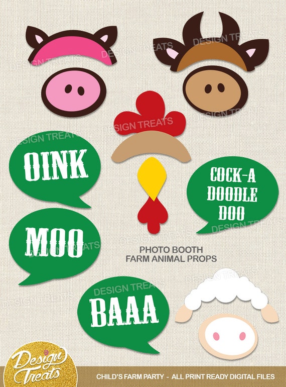 Farm Birthday Party Photo Booth Props with Green Talking