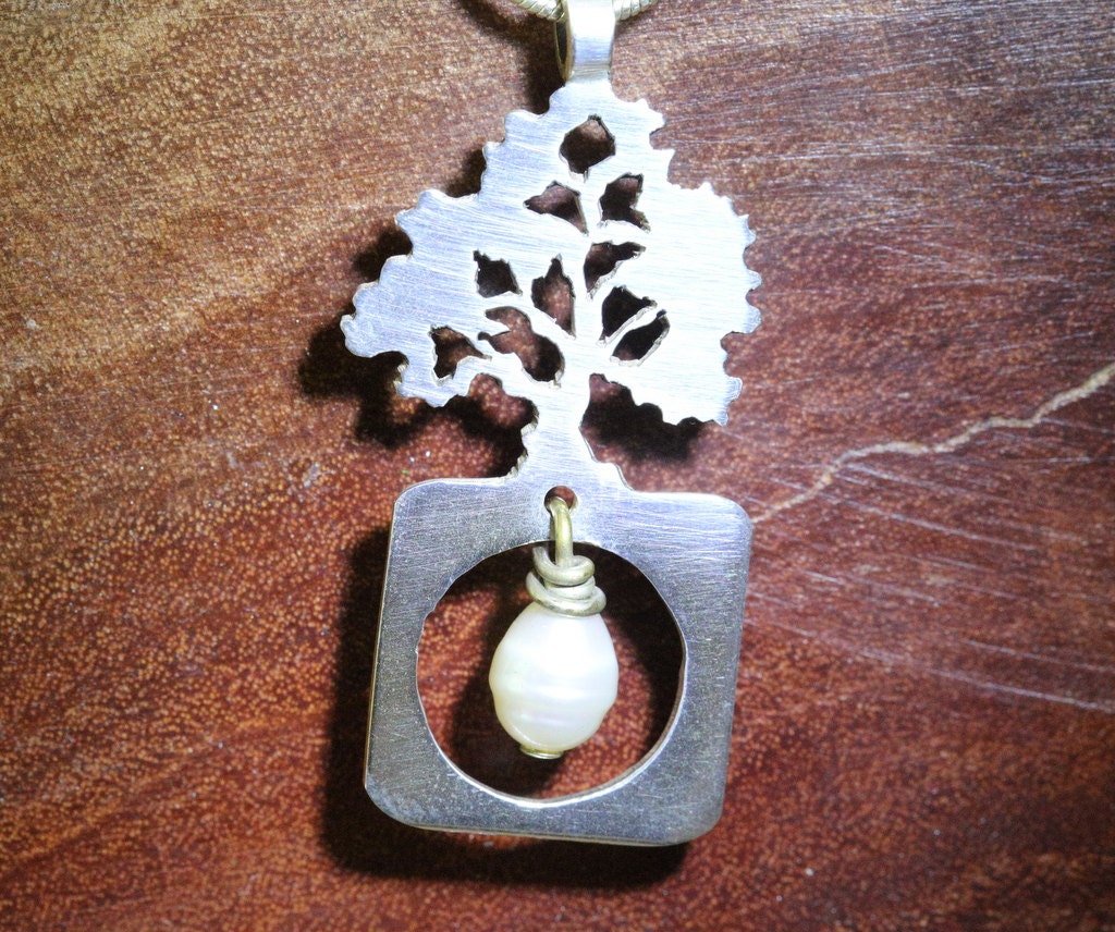 Handcrafted Sterling Silver Tree silhouette with by RachByDesign