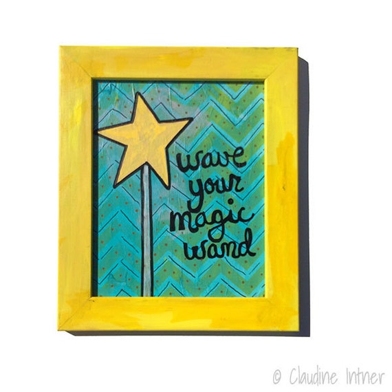 Wave Your Magic Wand Original Mixed Media Art fairy