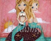 Mermaid Art Surf Art Beach Art Art for Children by HRushtonArt