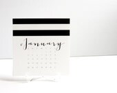 Items similar to Black and White Striped 2015 Desk Calendar on Etsy
