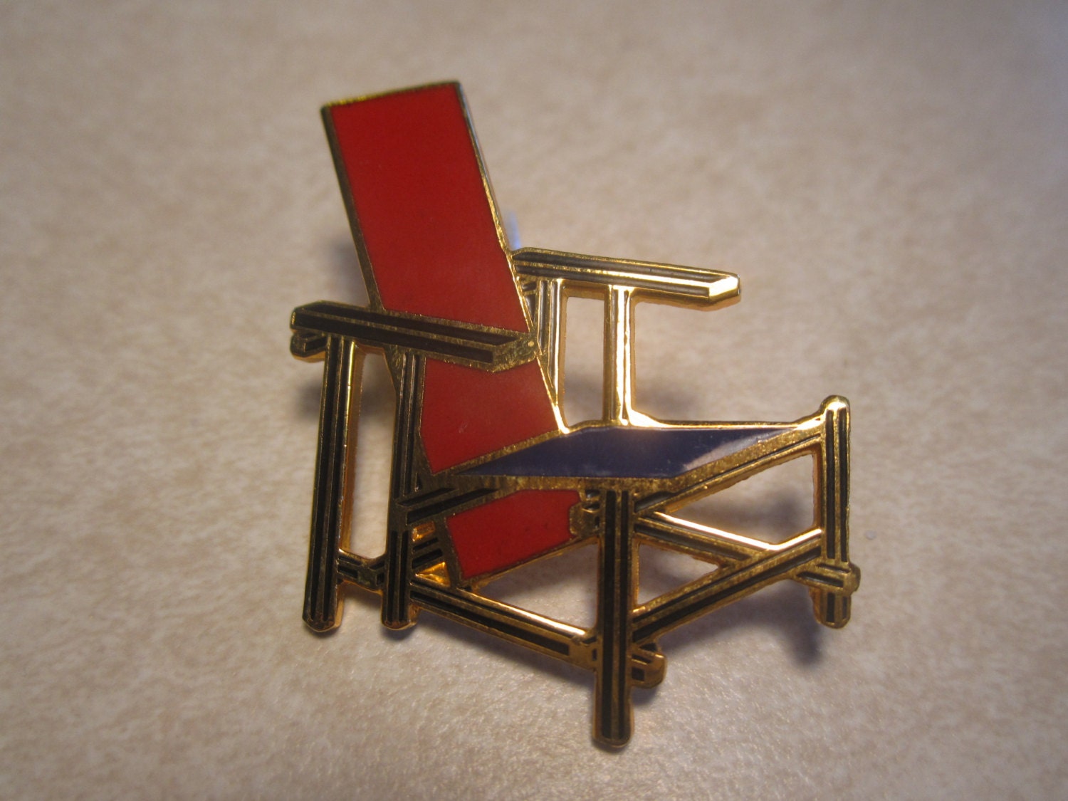 Rare Rietveld Red Blue Chair pin brooch for Acme Studio, MOMA, Like New ...