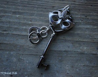 Grey Shades Handcuff Masquerade Key Necklace