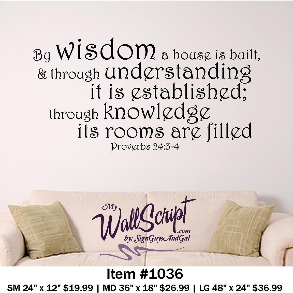 House is Built Bible Verse Wall Decal Proverbs 24:3-4 Home