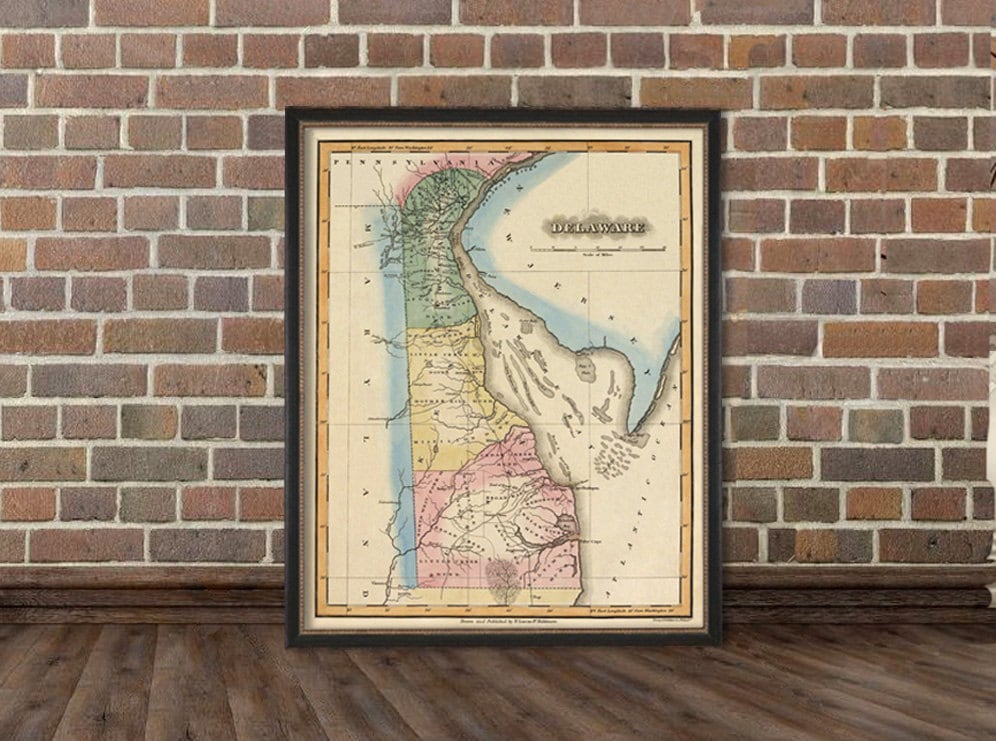 Map of Delaware Old Delaware map reproduction