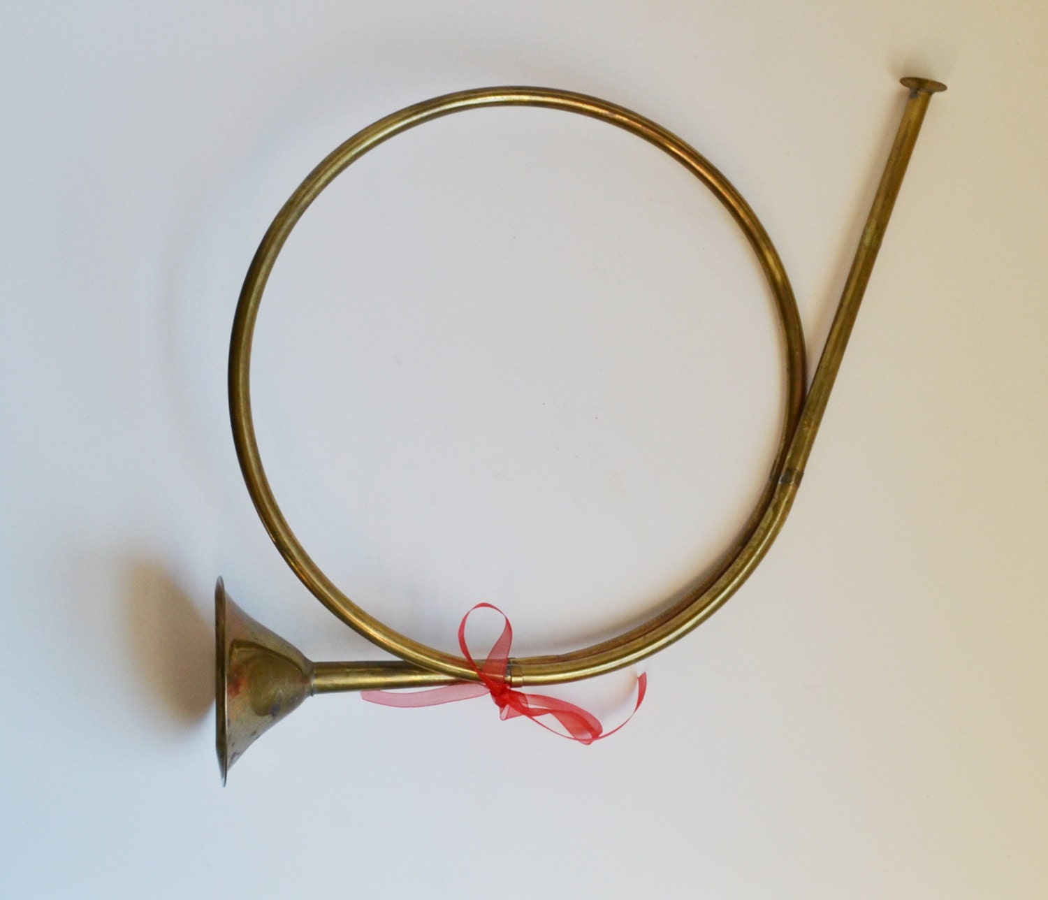 Vintage Brass French Horn Wall Hanging Christmas Decoration