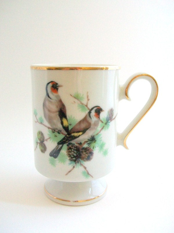 Bird Coffee Cup, Bird Coffee Mug, Footed Bird Mug, Footed Bird Cup ...