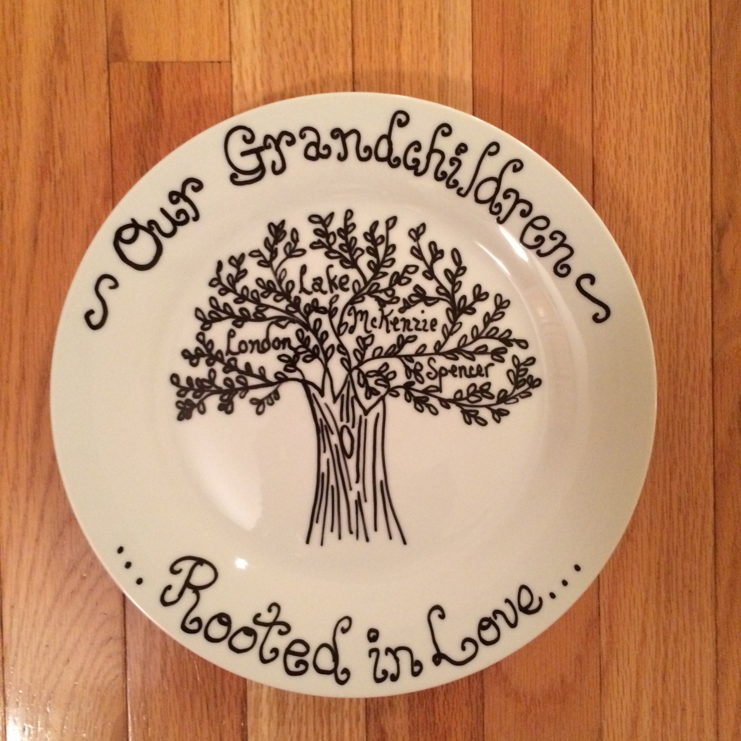 Family Tree Plate: Personalized Grandparent Plate Family Name