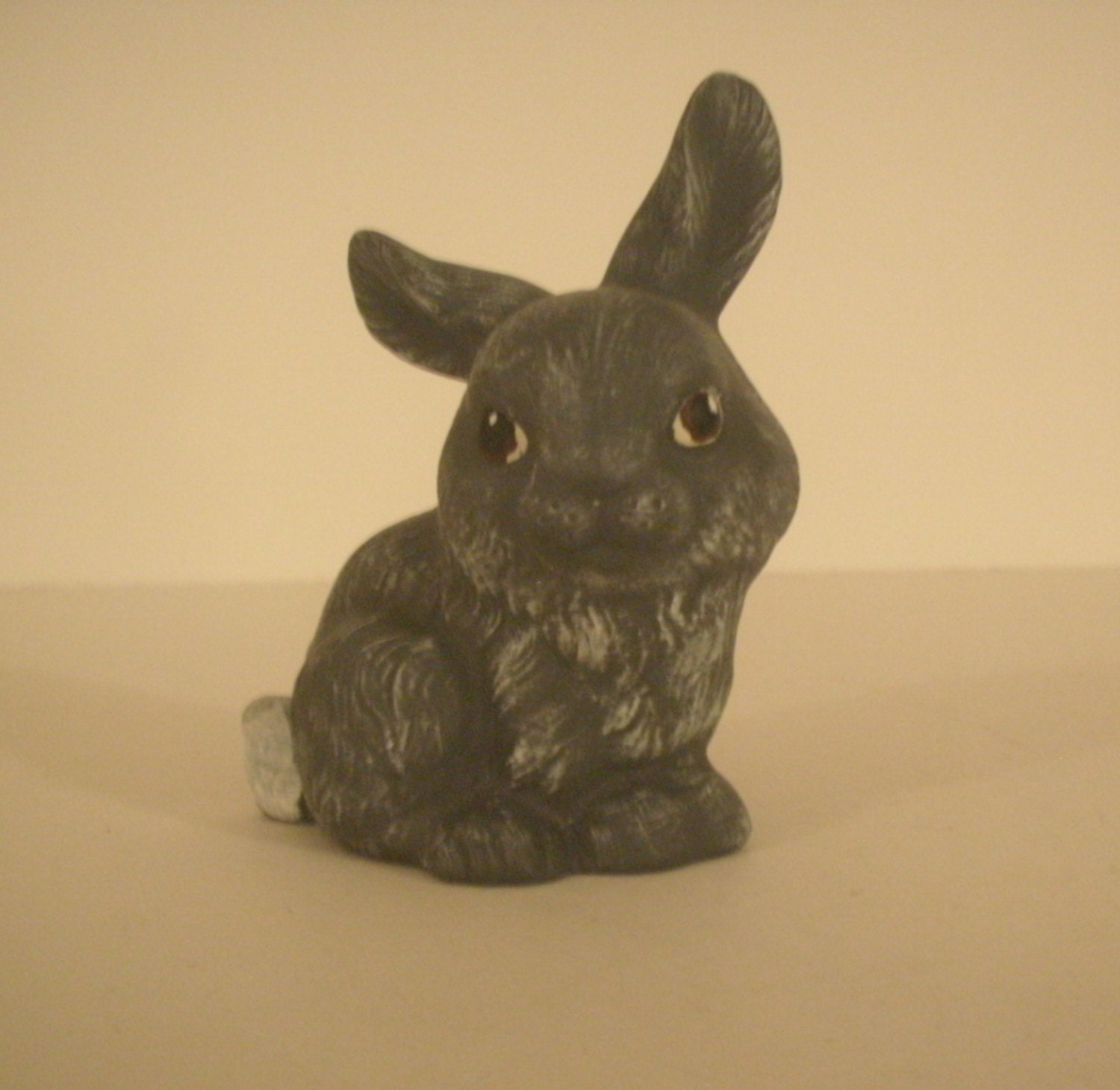 Ceramic Figurine Gray Easter bunny rabbit by MapleHillCeramics