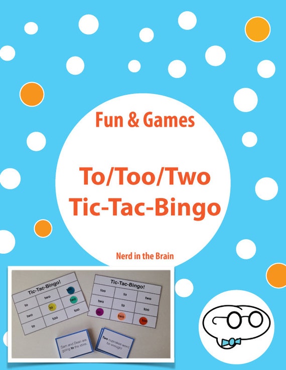 To/Too/Two Tic-Tac-Bingo Language Arts Activity by NerdintheBrain