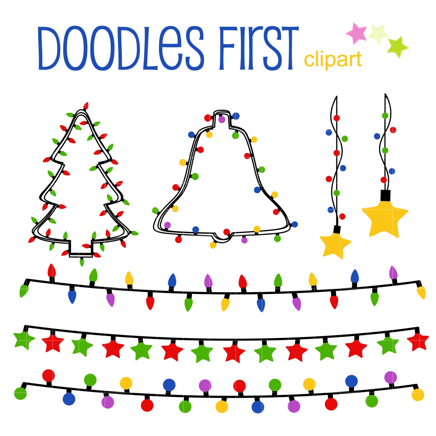 Holiday Lights Digital Clip Art for Scrapbooking Card Making