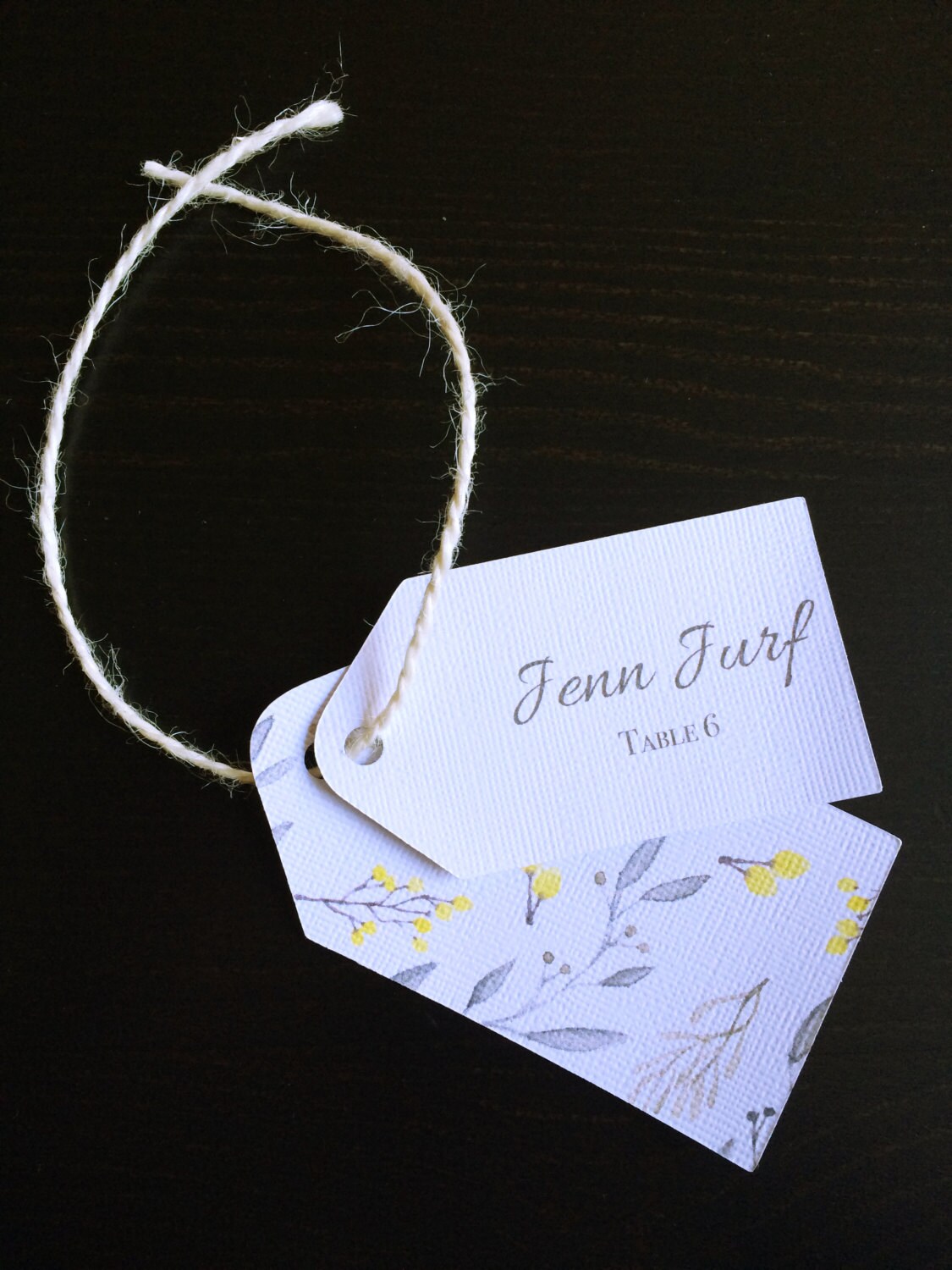 Delicate Yellow Flower Name Tags – OnePaperHeart – Stationary & Invitations