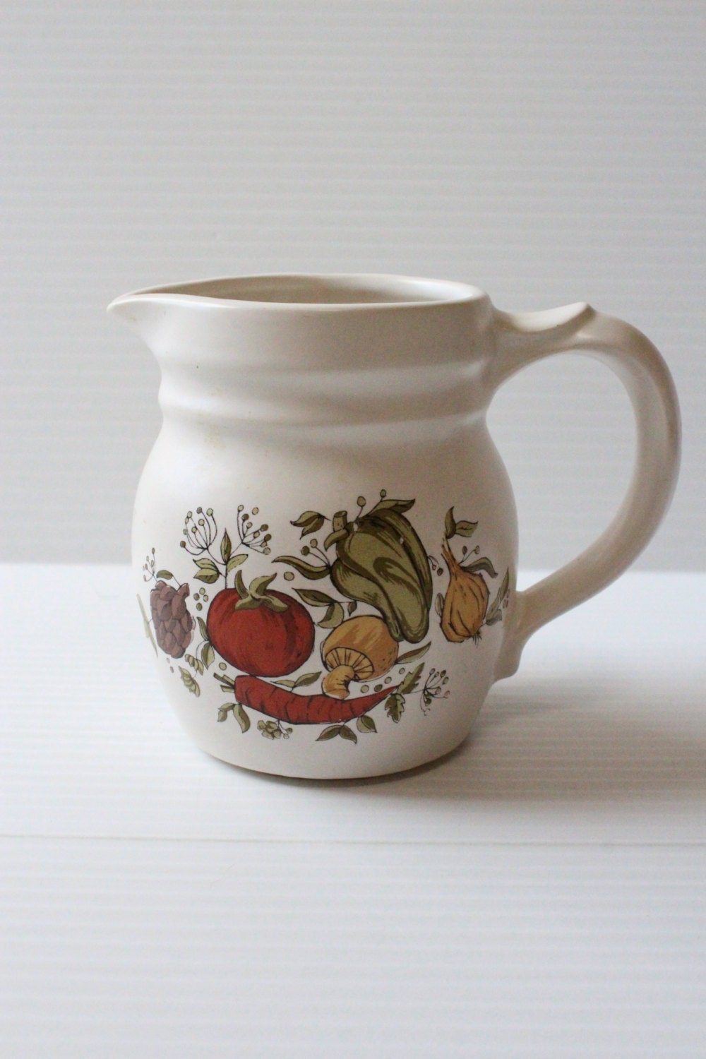 McCOY PITCHER, White Ceramic Pitcher, Spice Delight of Life Ceramic ...