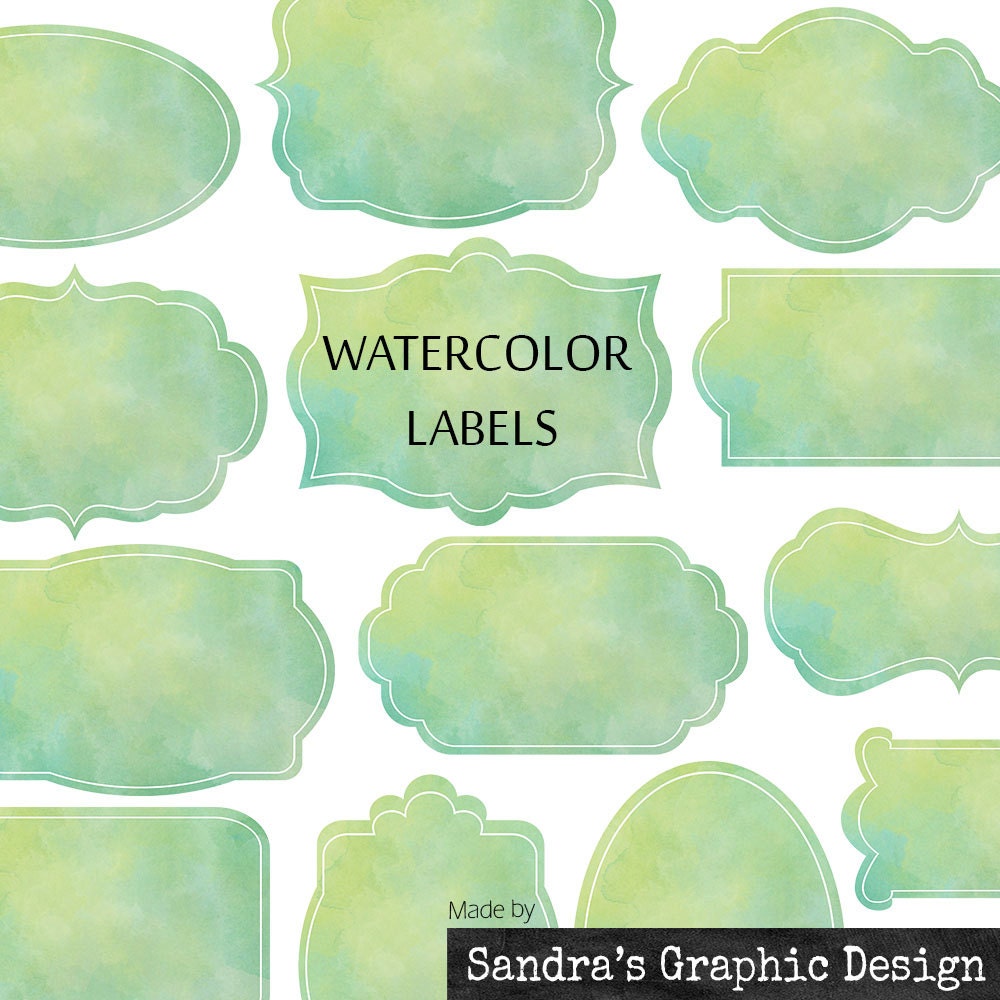 Labels clip art: “LABELS” with 15 watercolor clipart 300 dpi PNG files ...