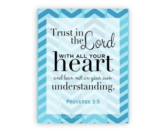 ON SALE Bible Verse Printable Typography Proverbs 3:5 Trust in the Lord ...