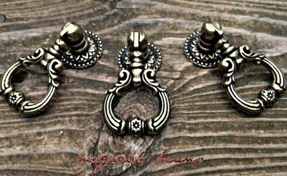 Antique Brass Pull Tear Drop Style Pull By Magicalbeanshome