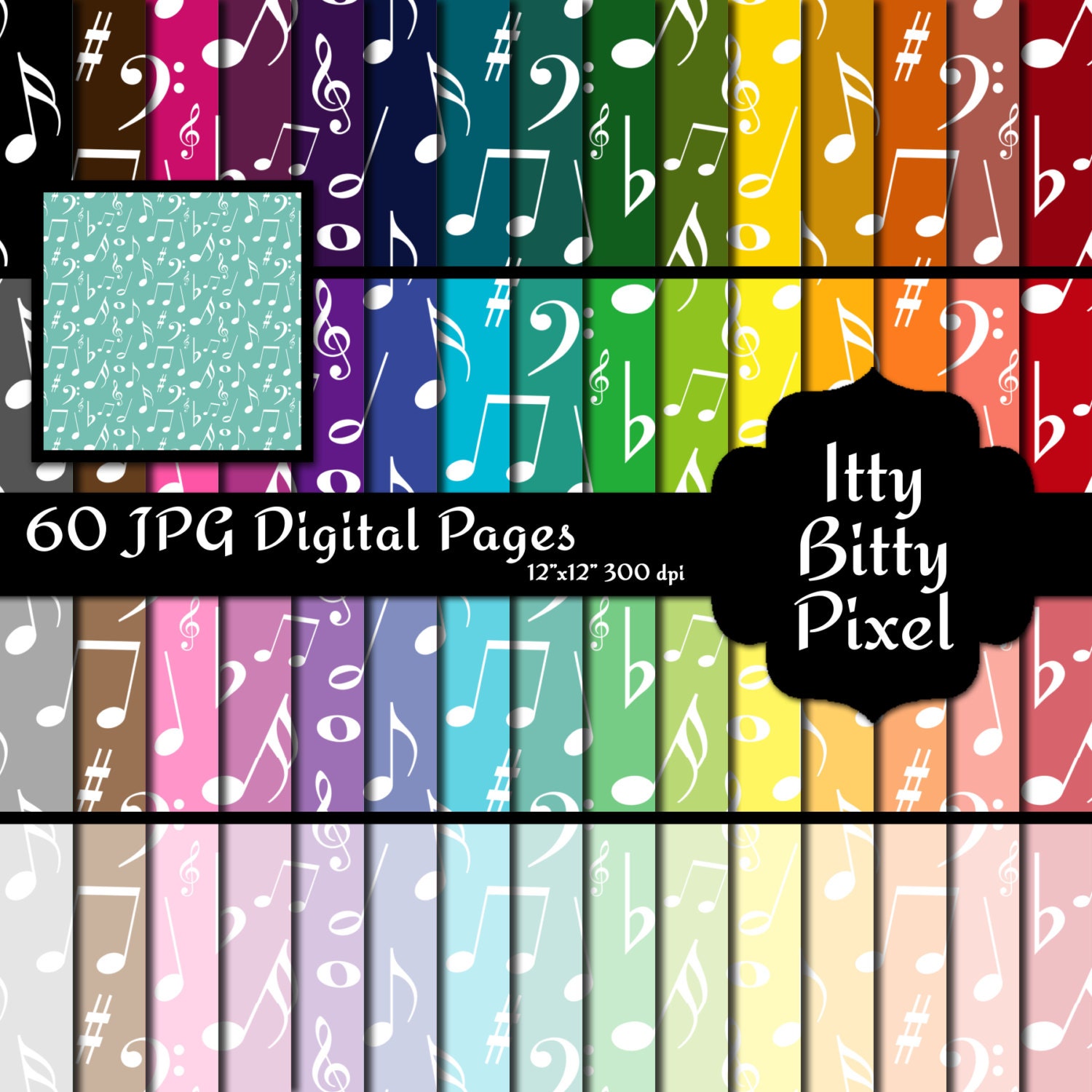 Music Scrapbook Paper Musical Scrapbooking Paper by IttyBittyPixel