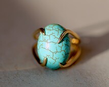 Popular items for gold turquoise ring on Etsy