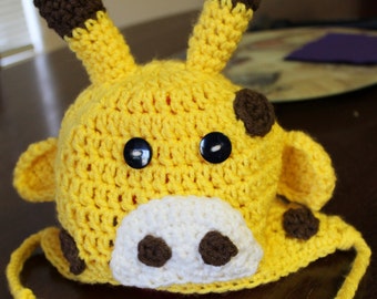 Items similar to Crochet Giraffe Beanie (made to order in any color) on ...