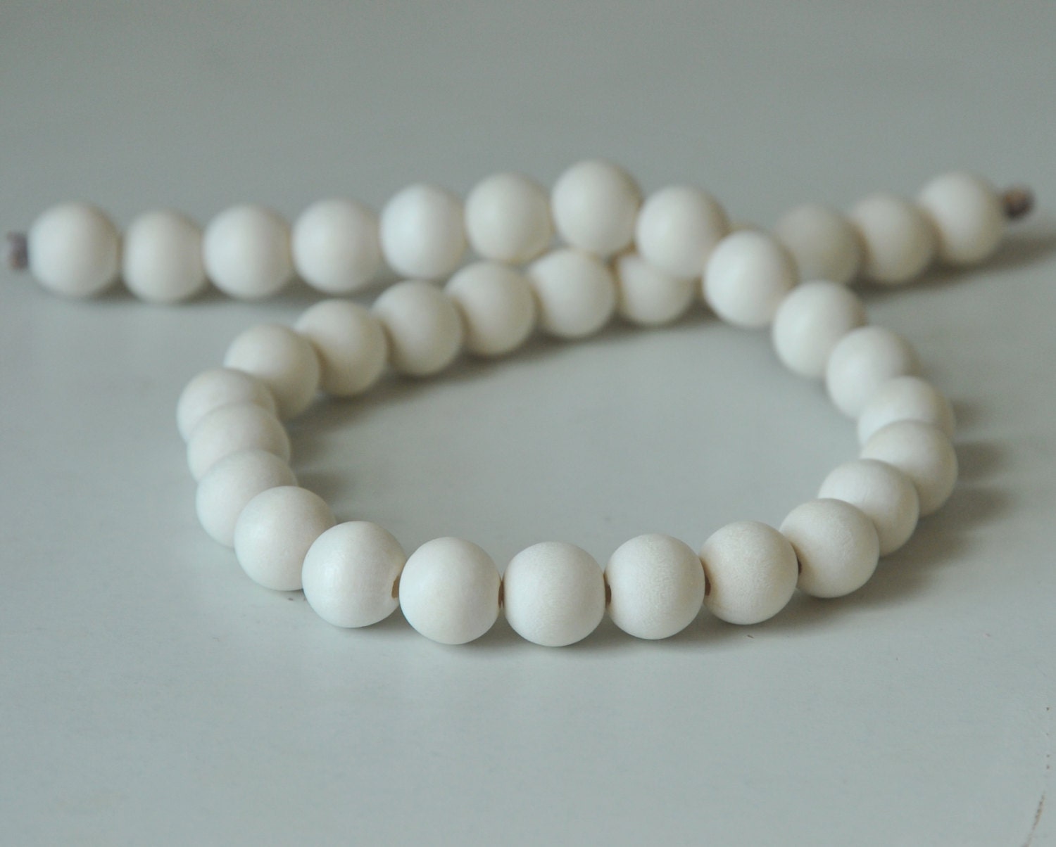 White Wood Beads Round Wood Beads 12mm Lightweight Beads
