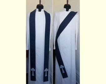 Blue Advent Mitered-neck Priest or Cross-Over Deacon Clergy Stole ...